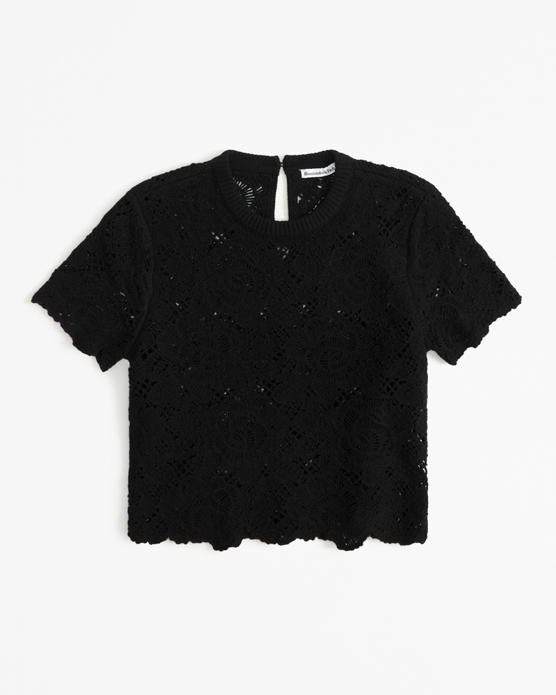 Women's Crochet-Style Lacy Tee | Women's Clearance | Abercrombie.com