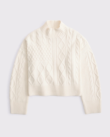 Women's Easy Cable-Knit Mockneck Sweater | Women's Tops | Abercrombie.com