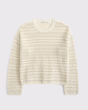 Women's Textural Open-Stitch Crew Sweater | Women's Tops | Abercrombie.com