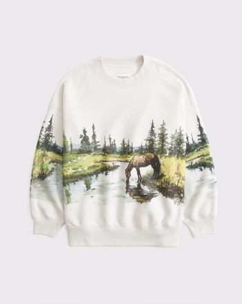 Women's Wildlife Graphic Oversized Sunday Crew | Women's Tops ...