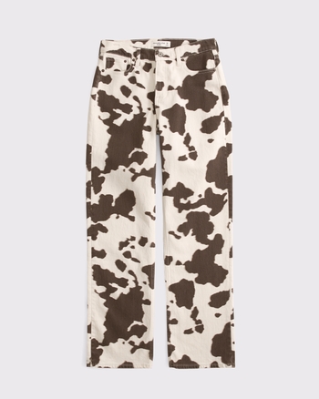 brown cow pattern pants