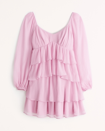 Women's Long-Sleeve Ruffle Tiered Mini Dress | Women's Sale ...