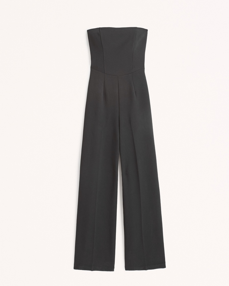 Womens Strapless Premium Crepe Jumpsuit Womens Clearance