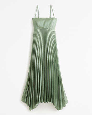 Women's The A&F Giselle Clasp-Back Pleated Midi Dress | Women's Clearance | Abercrombie.com