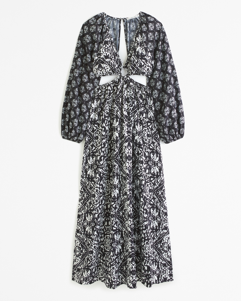 Women's Long-Sleeve Plunge Cutout Maxi Dress | Women's Clearance ...
