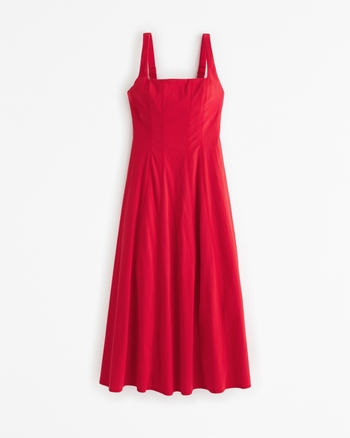Women's The A&F Mila Fit & Flare Stretch Midi Dress | Women's Clearance ...