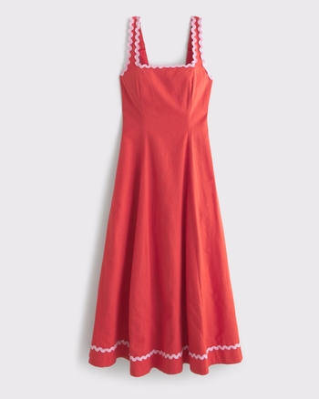 Women's A&F Mila Ric-Rac Linen-Blend Midi Dress | Women's Dresses ...