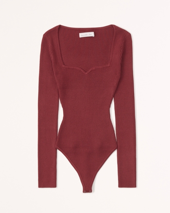 Women's Long-Sleeve Sweetheart Sweater Bodysuit | Women's Tops ...