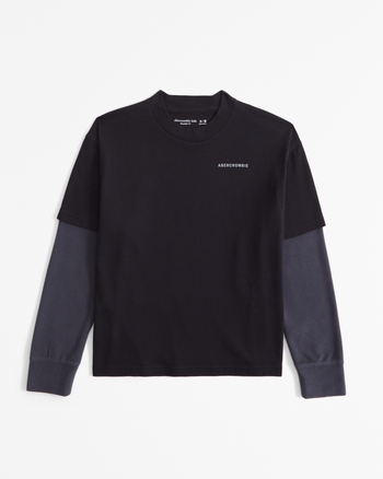 boys long-sleeve twofer print logo tee | boys clearance | Abercrombie.com