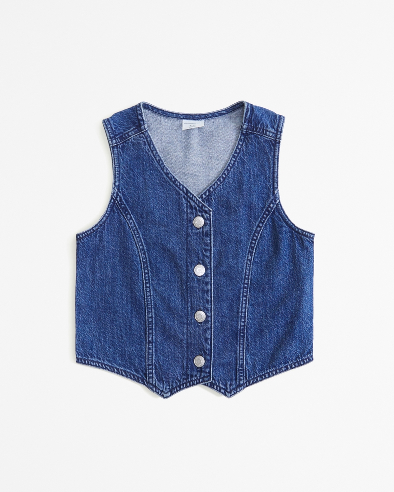 girls cropped denim vest set top | girls clearance | Abercrombie.com