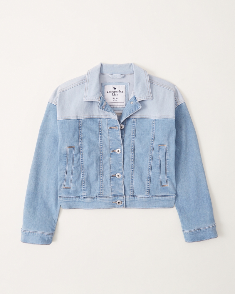 girls colorblock denim jacket | girls sale | Abercrombie.com
