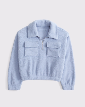 girls sherpa collar quarter-zip sweatshirt | girls clearance ...