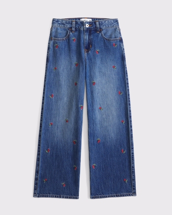 girls high rise ultra wide leg jeans | girls clearance | Abercrombie.com