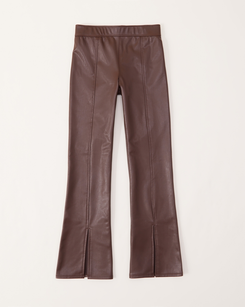 girls high rise faux leather split-hem flare pants | girls clearance ...