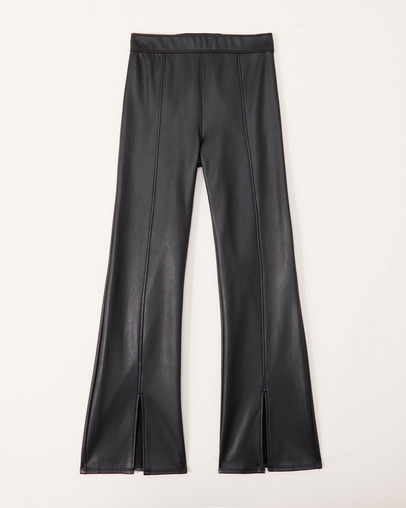 girls high rise faux leather split-hem flare pants | girls clearance ...