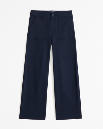 girls high rise wide leg uniform pants | girls clearance | Abercrombie.com