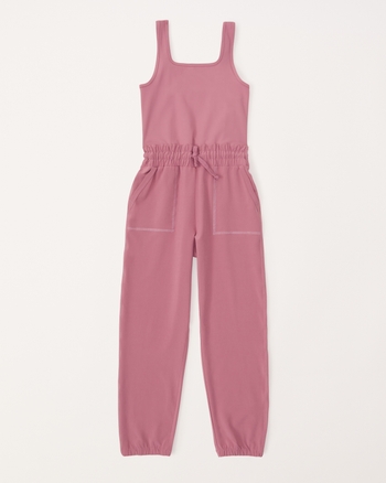 girls traveler mixed fabric parachute jumpsuit | girls clearance ...