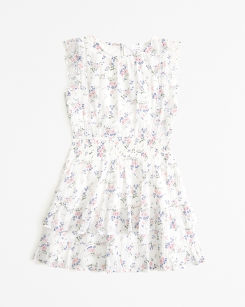Girls Smocked Waist Tiered Mini Dress Girls Clearance