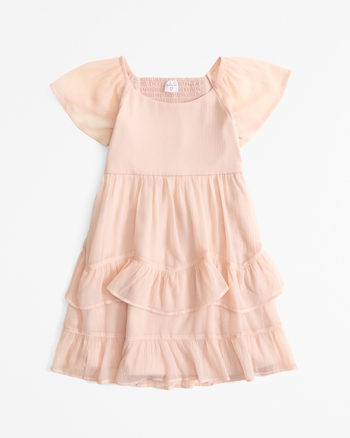 girls flutter sleeve ruffle mini dress | girls sale | Abercrombie.com