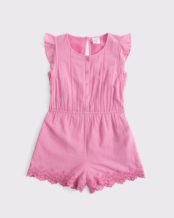girls button-through ruffle sleeve romper | girls clearance ...